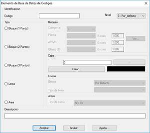 Elemento de Base de Datos de Códigos